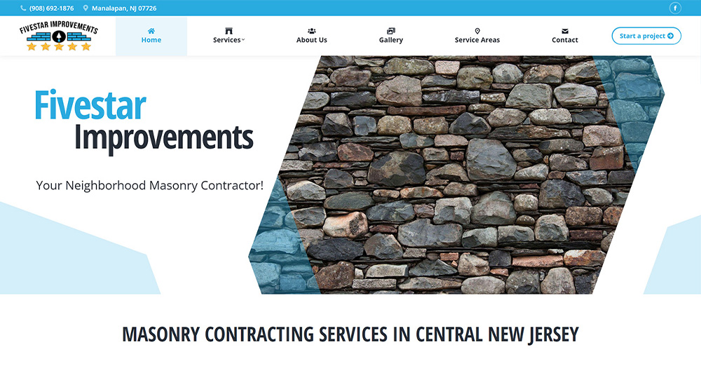 FiveStarMason.com • Web Design for Masonry Contractor in NJ